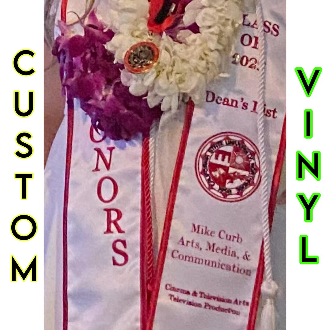 Graduation Honor Stole QUICK APPLICATION Vinyl STICKER Custom ...