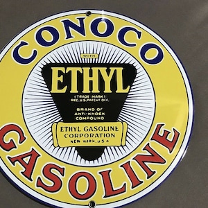 Conoco Ethyl Gasoline Vintage Style Sign - Etsy