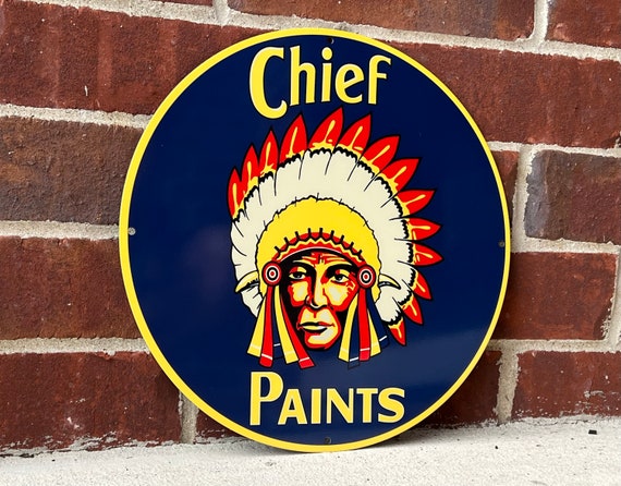 Indian Chief Paints Heavy Steel Vintage Style Metal Sign - Etsy