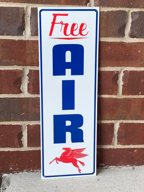Mobil Free Air Oil Gasoline Sign Gas Station Sign | Etsy