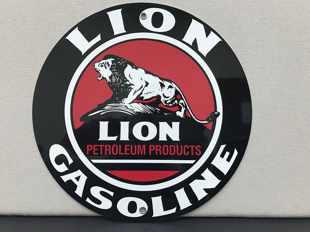 Lion Gasoline Reproduction Sign - Etsy UK