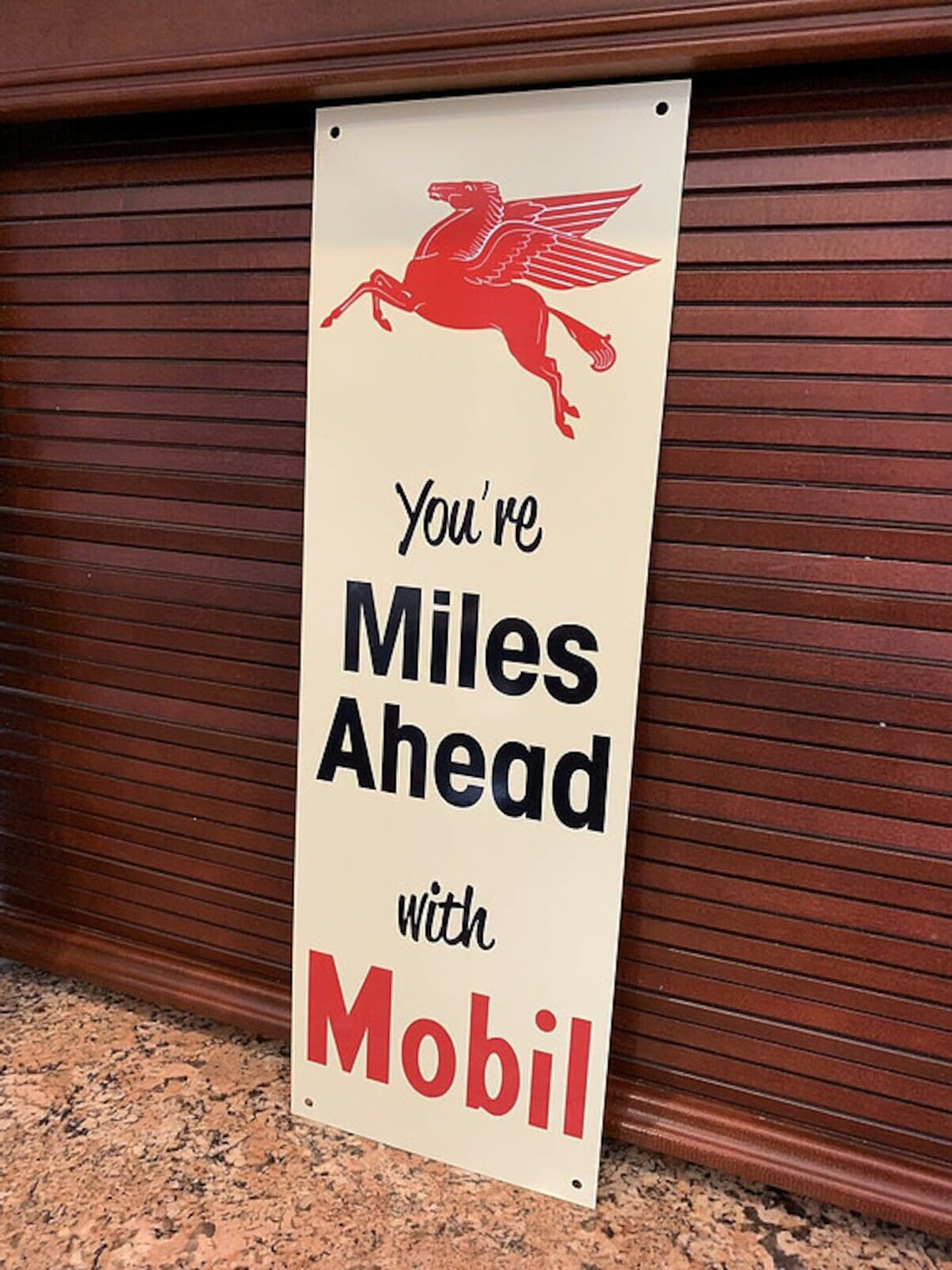 Mobil Miles Ahead Sign - Etsy