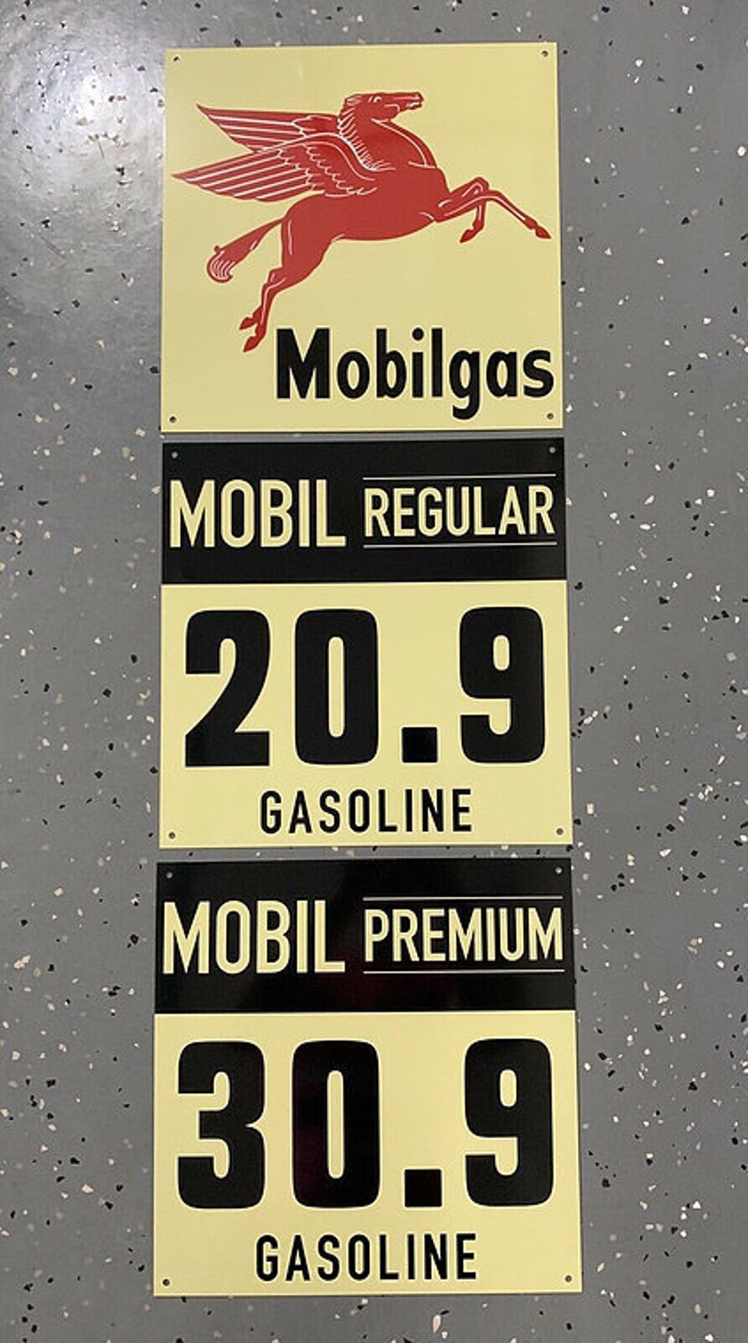 Mobilgas Regular & Premium - 3 Piece Sign - Etsy