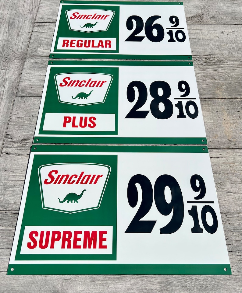 Sinclair Gasoline With 1960s Prices 3 Piece Sign - Etsy