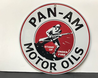 Pan-am Motor Oil Double Sided Flange Sign. 1218 Oval - Etsy