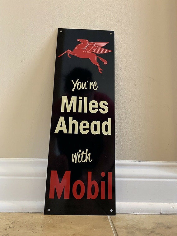 Mobil Miles Ahead Sign - Etsy