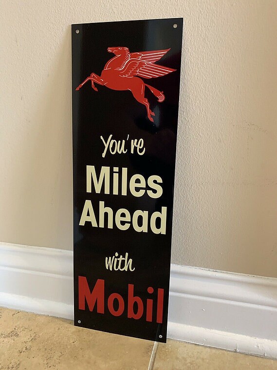 Mobil Miles Ahead Sign - Etsy