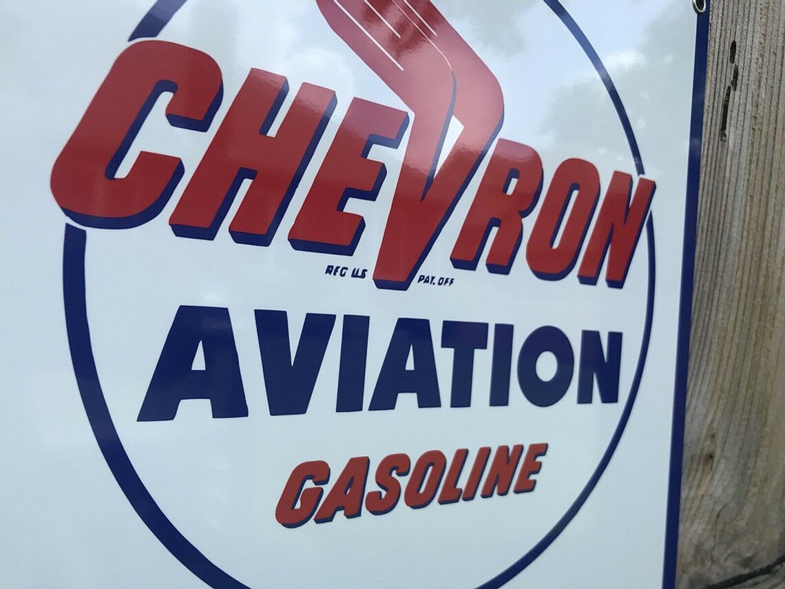 Chevron Aviation Gasoline Vintage Style Advertising Sign - Etsy UK