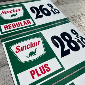 Sinclair Gasoline With 1960s Prices - 3 Piece Sign - Etsy