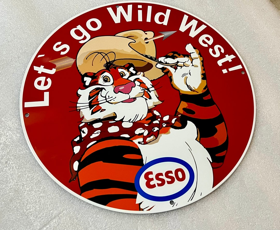 Esso Tiger Wild West Cowboy Vintage Style Heavy Steel Metal Sign - Etsy