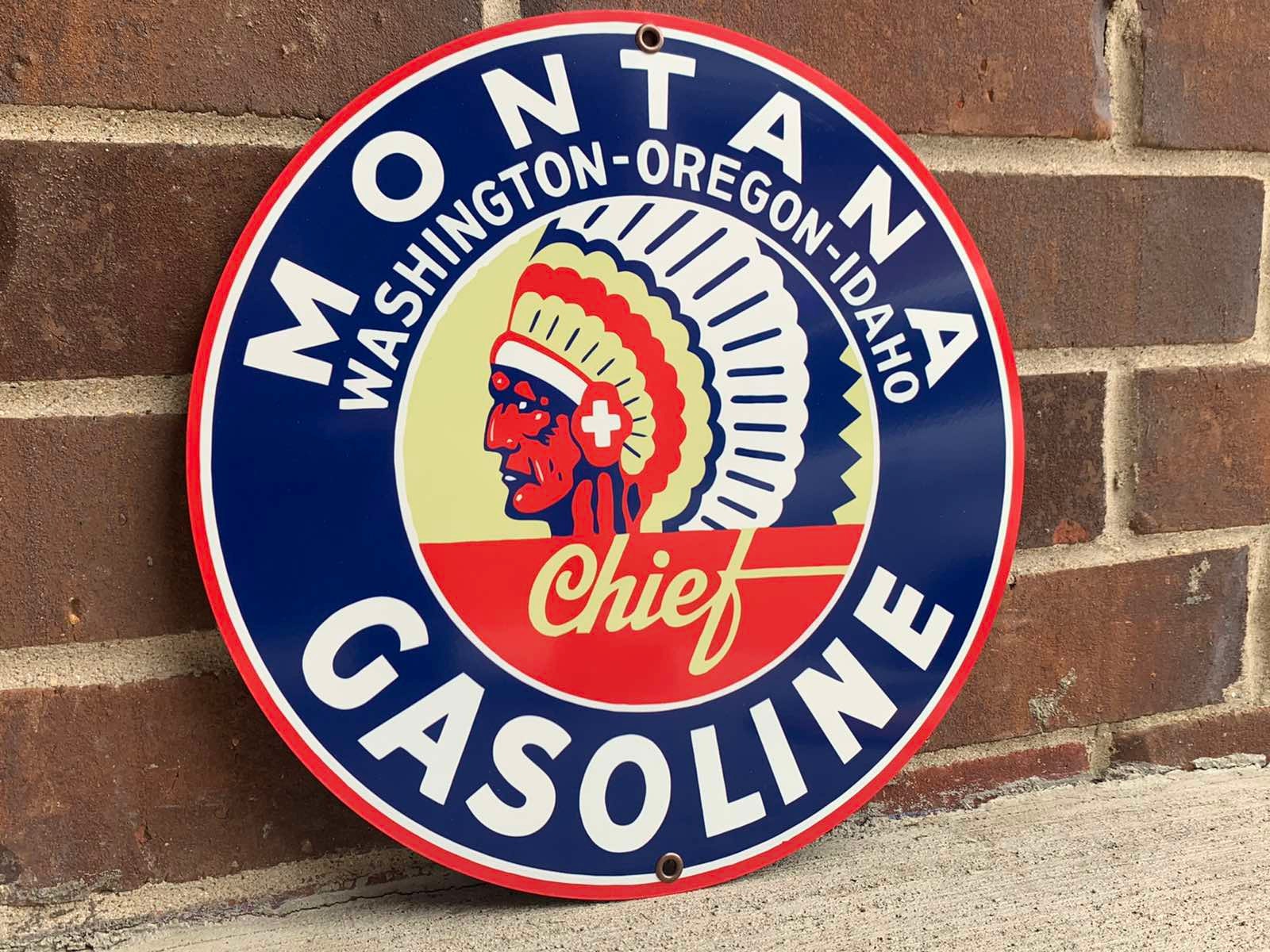 Chief Gasoline Montana Vintage Style Sign - Etsy