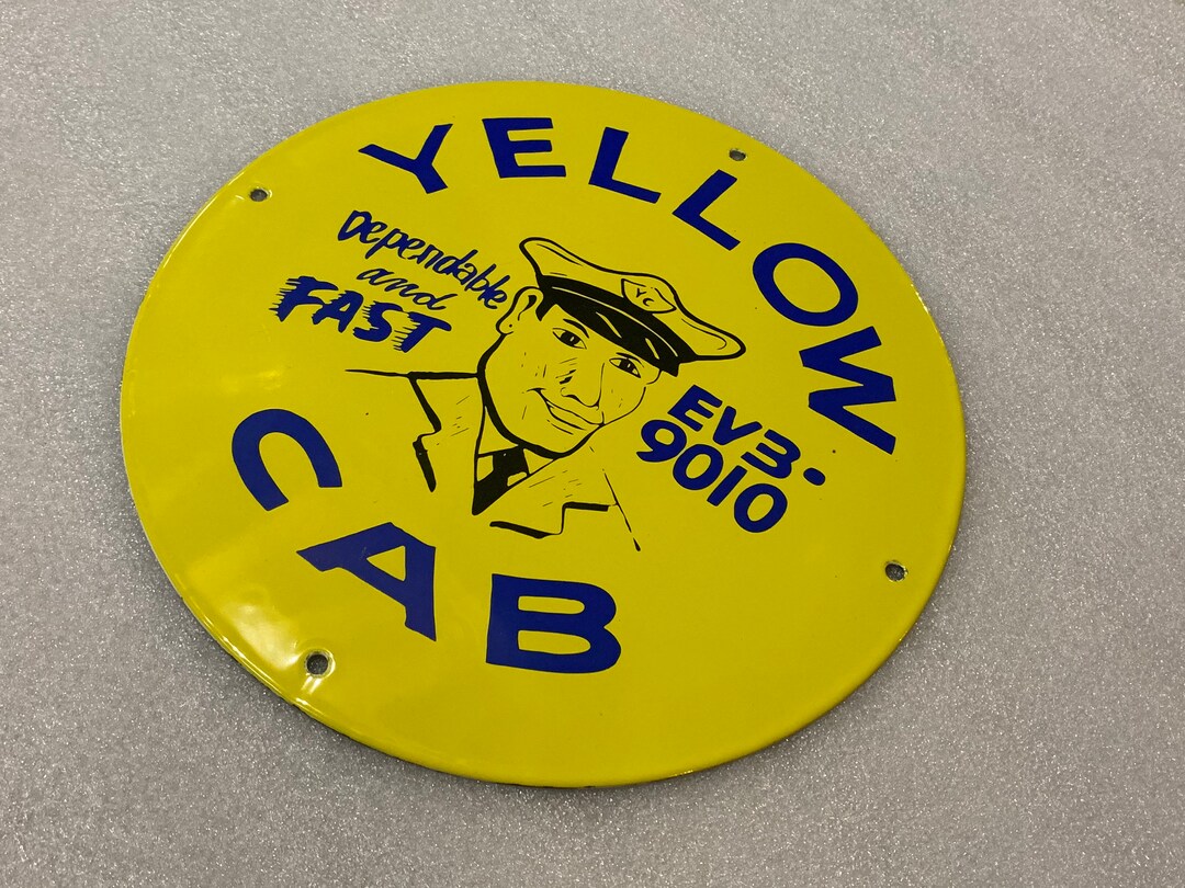 Yellow Taxi Cab Porcelain Enamel Sign - Etsy