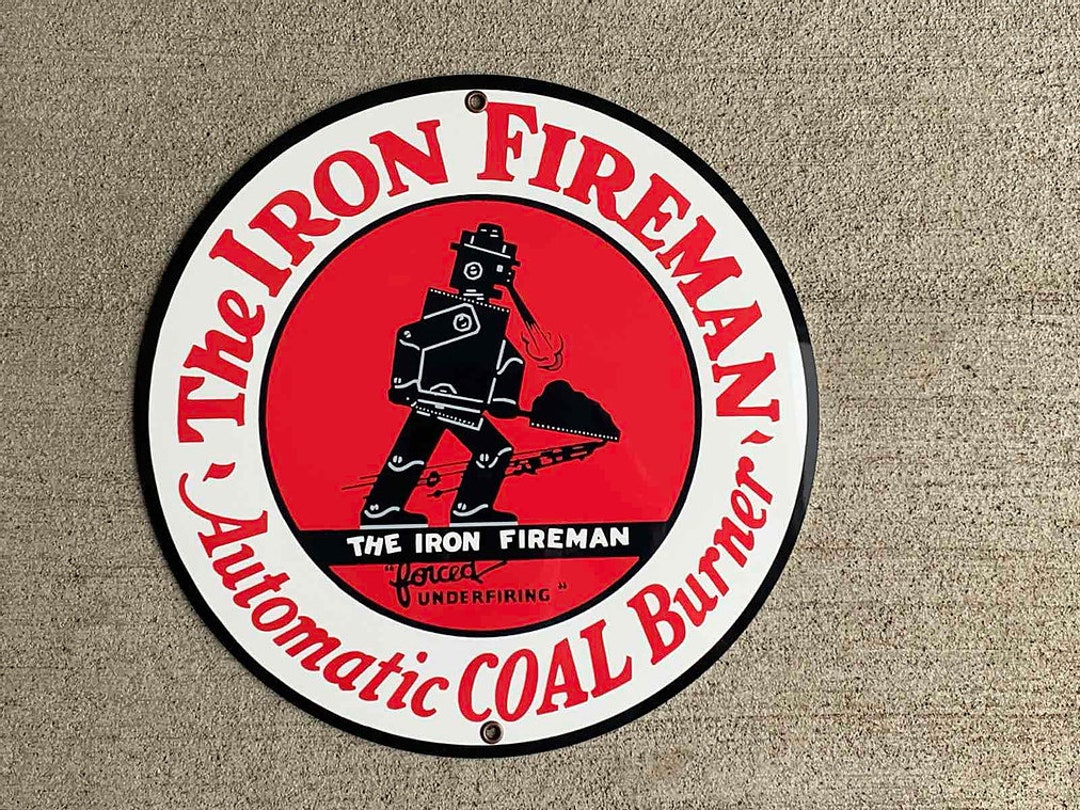 The Iron Fireman Reproduction Sign - Etsy