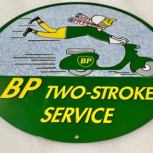 BP Two Stroke Moped Oil Gasoline Heavy Steel Vintage Style Metal Sign ...
