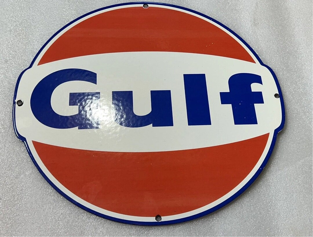 13 Gulf Die Cut Porcelain Enamel Sign - Etsy