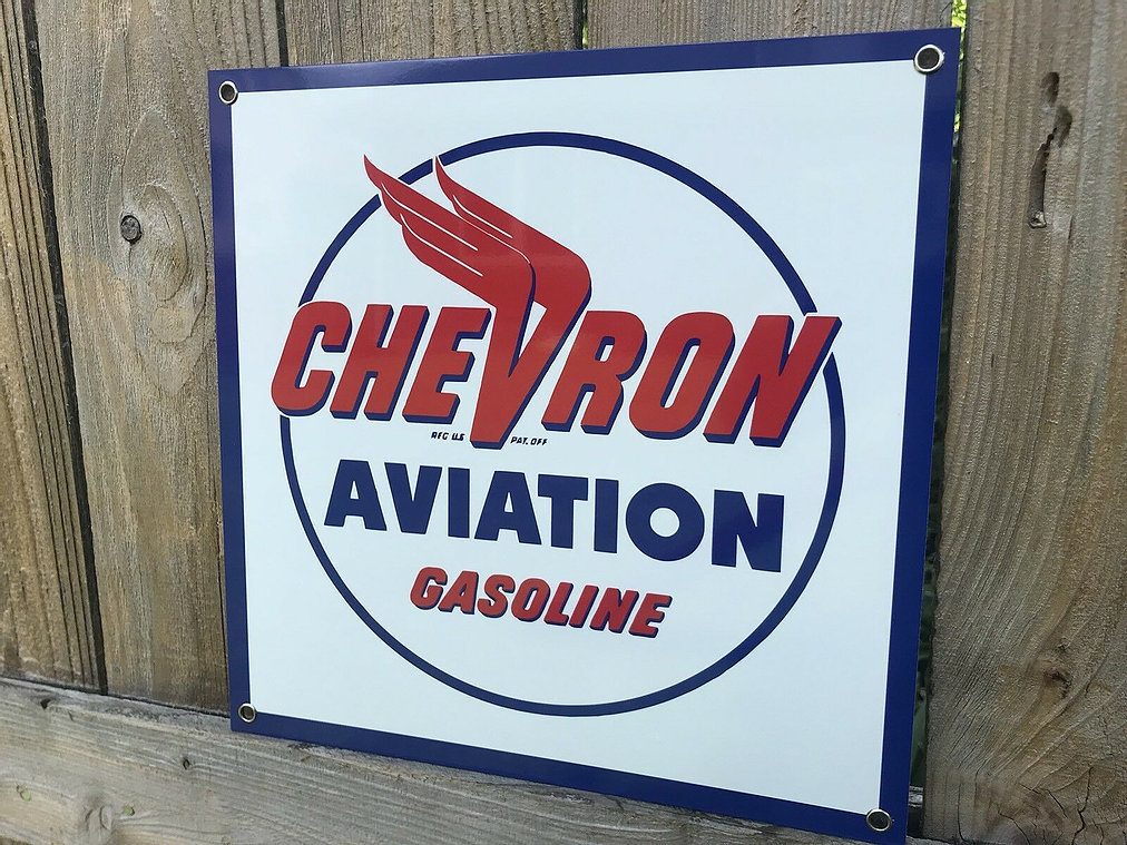 Chevron Aviation Gasoline vintage style advertising sign | Etsy