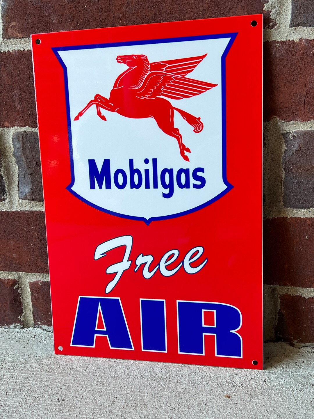 Mobil Mobilgas Free Air Gasoline Heavy Steel Vintage Style Metal Sign ...