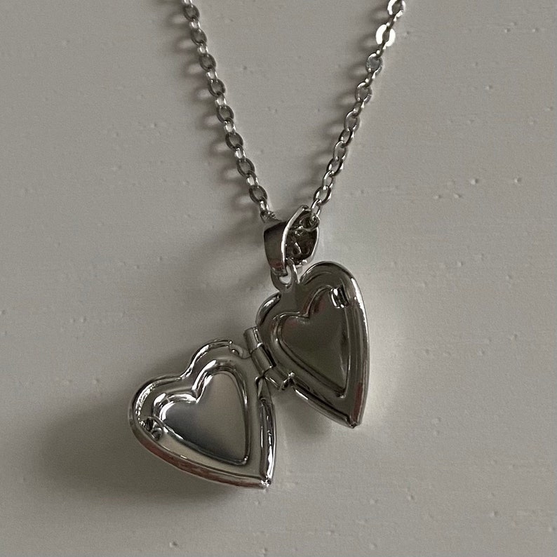 Silver Heart Locket Necklace and Earrings Set - Etsy