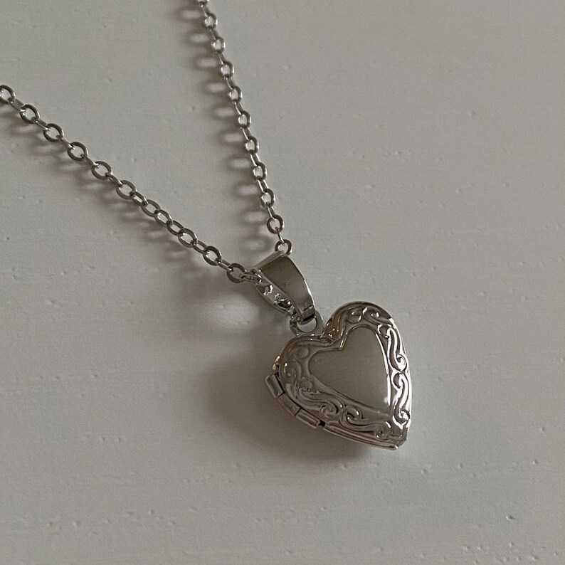 Silver Heart Locket Necklace and Earrings Set - Etsy
