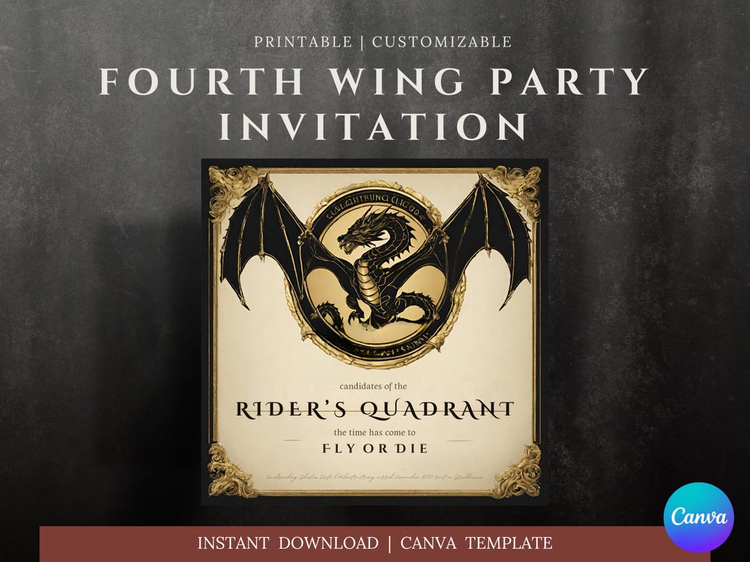 Fourth Wing Party Invitation | Onyx Storm Release | Empyrean Book Club ...