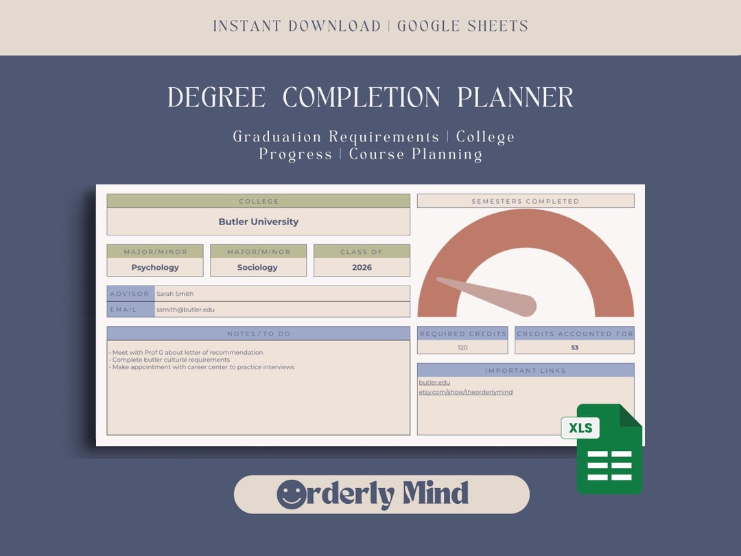 Degree Completion Planner, College Course Tracker (google Sheets) - Etsy