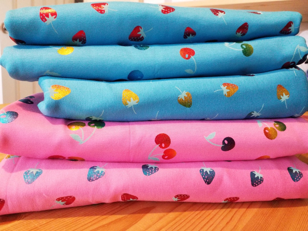 Stampa lamina fragola ciliegia rosa blu cotone elastan - Etsy Italia