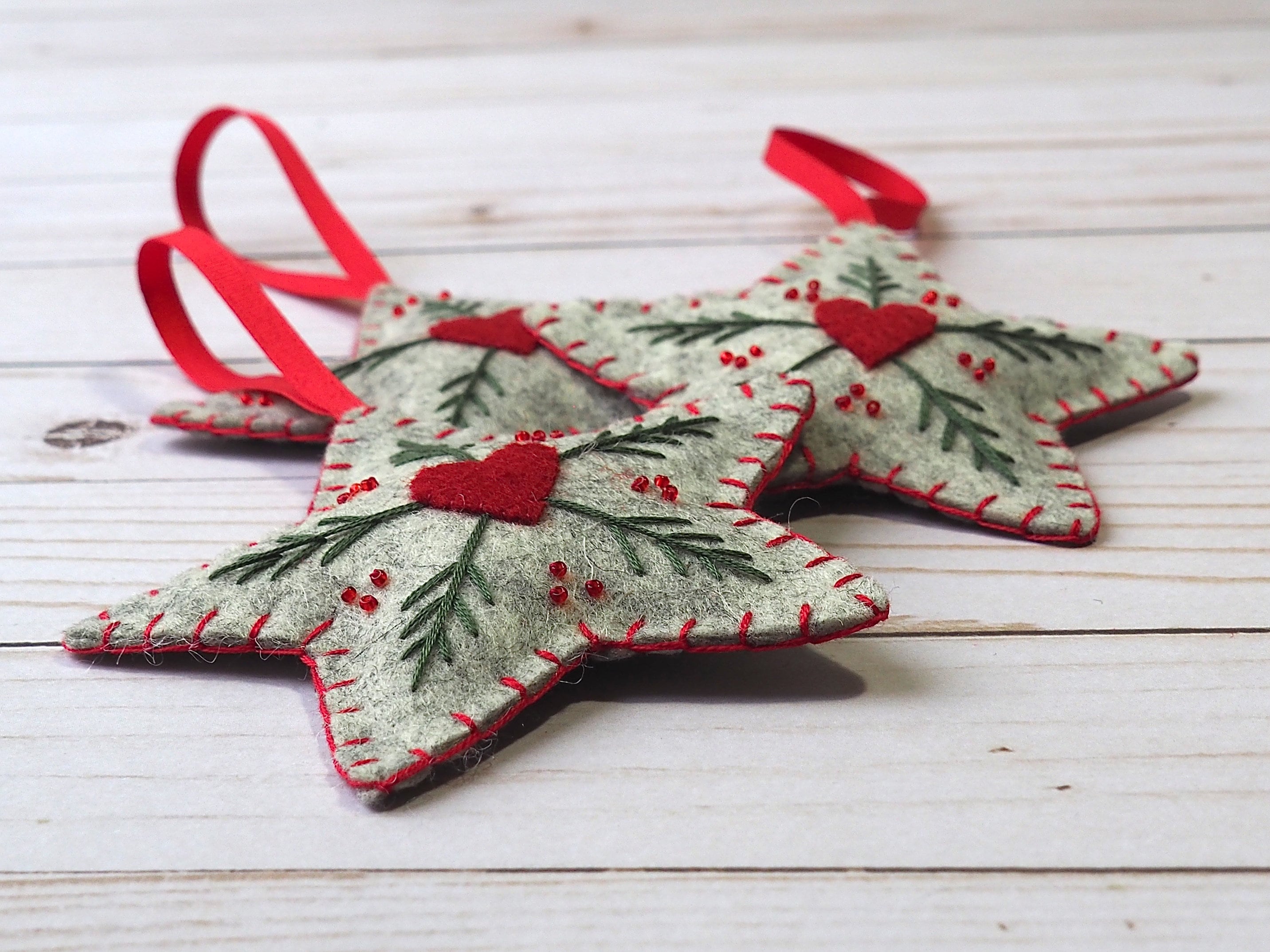 Pale Gray Wool Felt Star, Star Ornament, Scandinavian Felt Ornaments ...