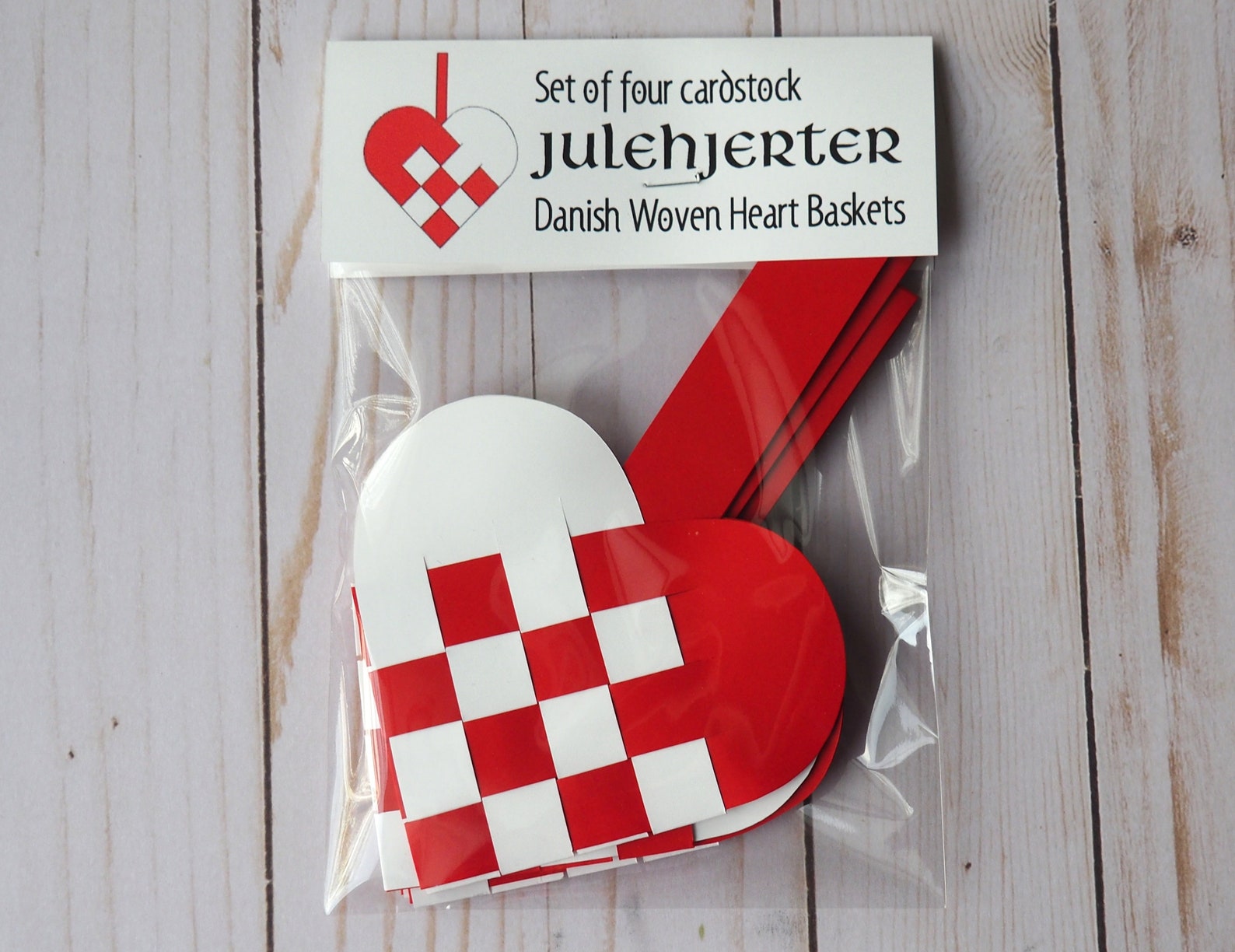 Set of Four Danish Heart Baskets, Valentine Woven Hearts, Julehjerter ...
