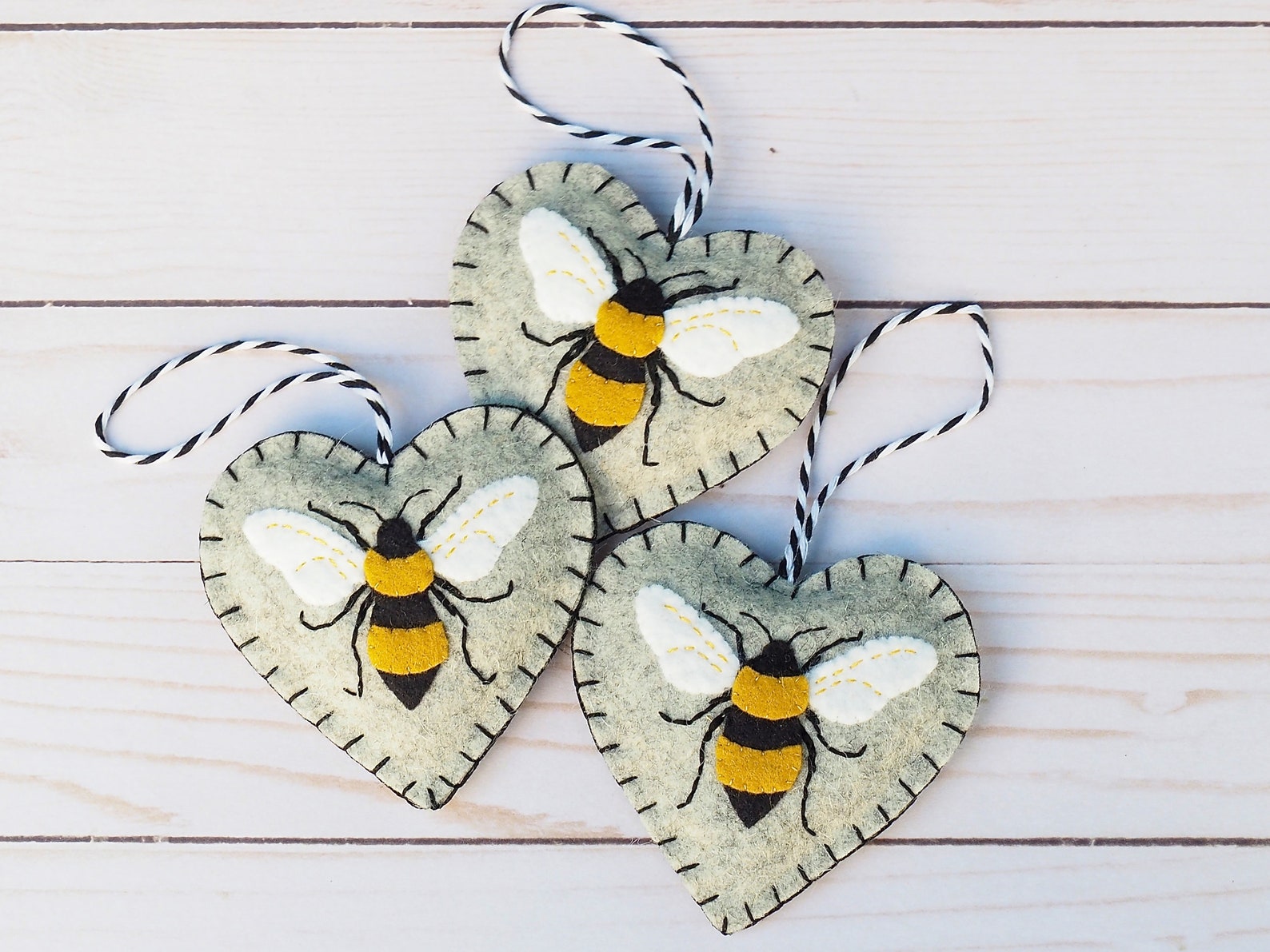 Bee Kind Wool Felt Heart Ornament, Honey Bee Heart, Apiary Ornament ...