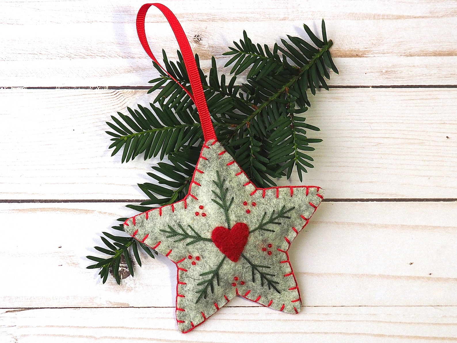 Pale Gray Wool Felt Star, Star Ornament, Scandinavian Felt Ornaments ...