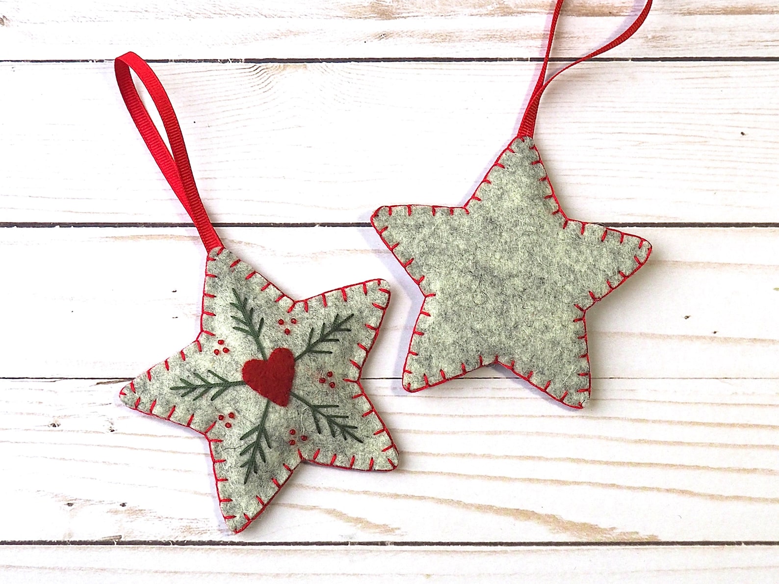Pale Gray Wool Felt Star Star Ornament Scandinavian Felt - Etsy