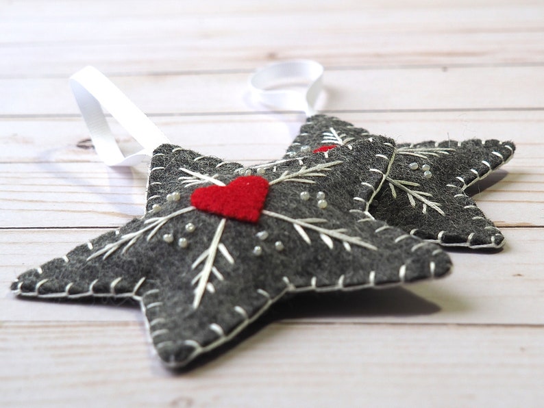 Charcoal Gray Wool Felt Star Star Ornament Scandinavian Felt - Etsy