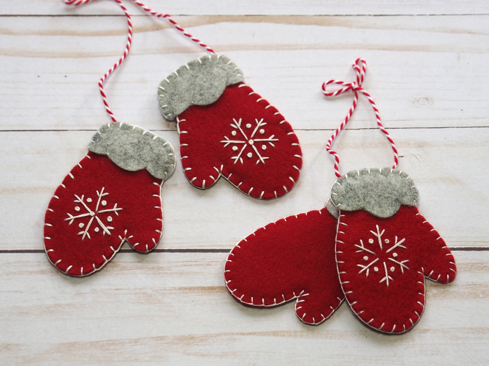 Wool Felt Mittens, Mitten Ornament, Felt Mitten Ornament, Scandinavian ...