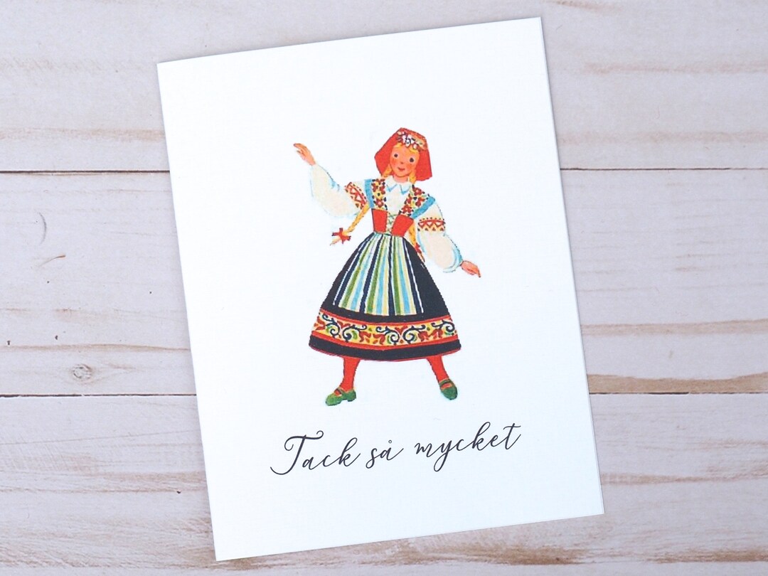 Tack Så Mycket Swedish Thank You Notes, Set of 6 Scandinavian Notecards ...