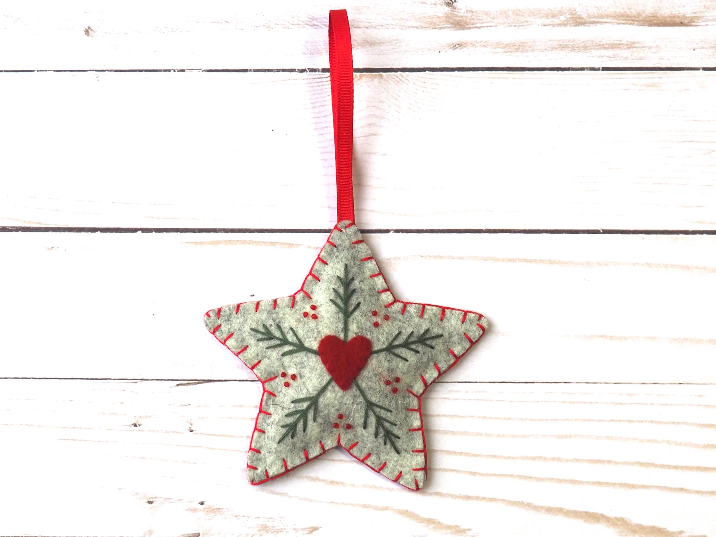 Pale Gray Wool Felt Star, Star Ornament, Scandinavian Felt Ornaments ...