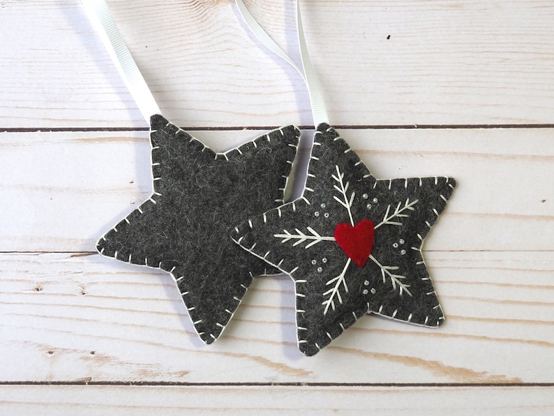 Charcoal Gray Wool Felt Star Star Ornament Scandinavian Felt - Etsy
