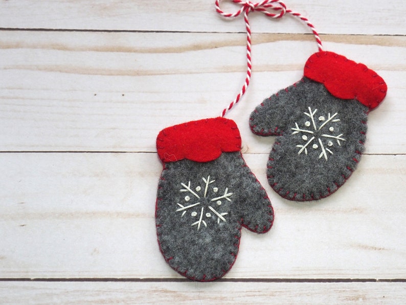 Wool Felt Mittens, Mitten Ornament, Felt Mitten Ornament, Scandinavian ...