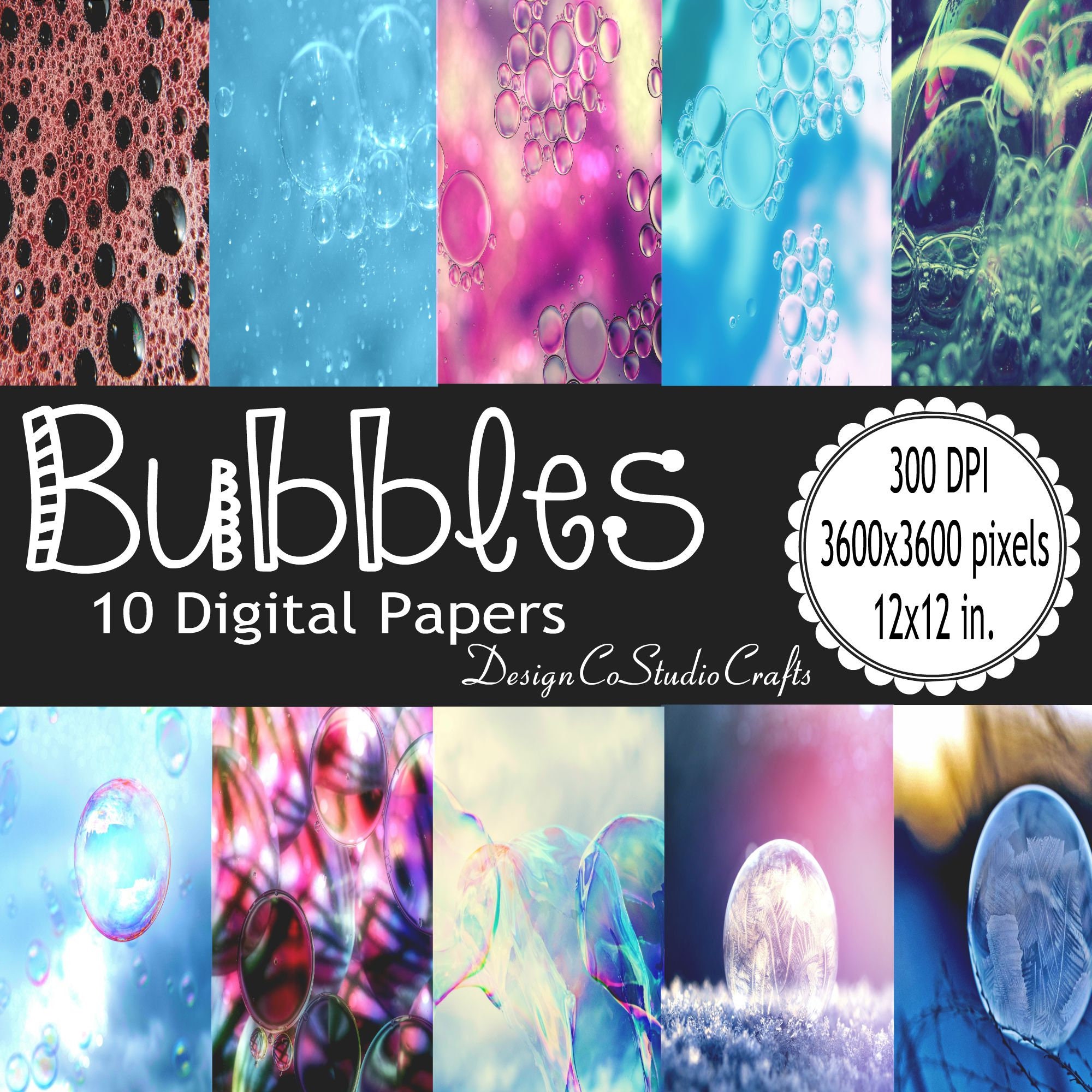 Bubble Digital Paper Instant Download, Commercial Use Graphic Design ...