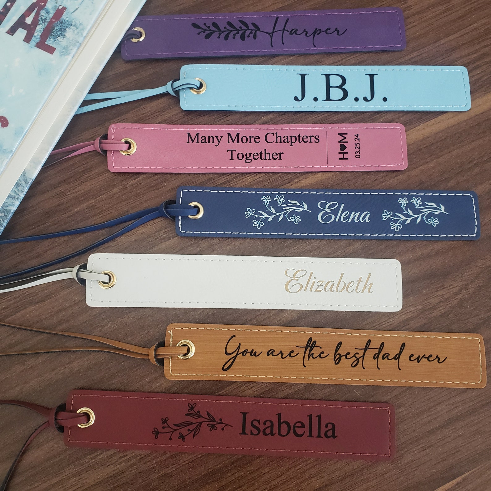 Personalized Leather Bookmark: Floral Reader Gift for Her/him - Etsy