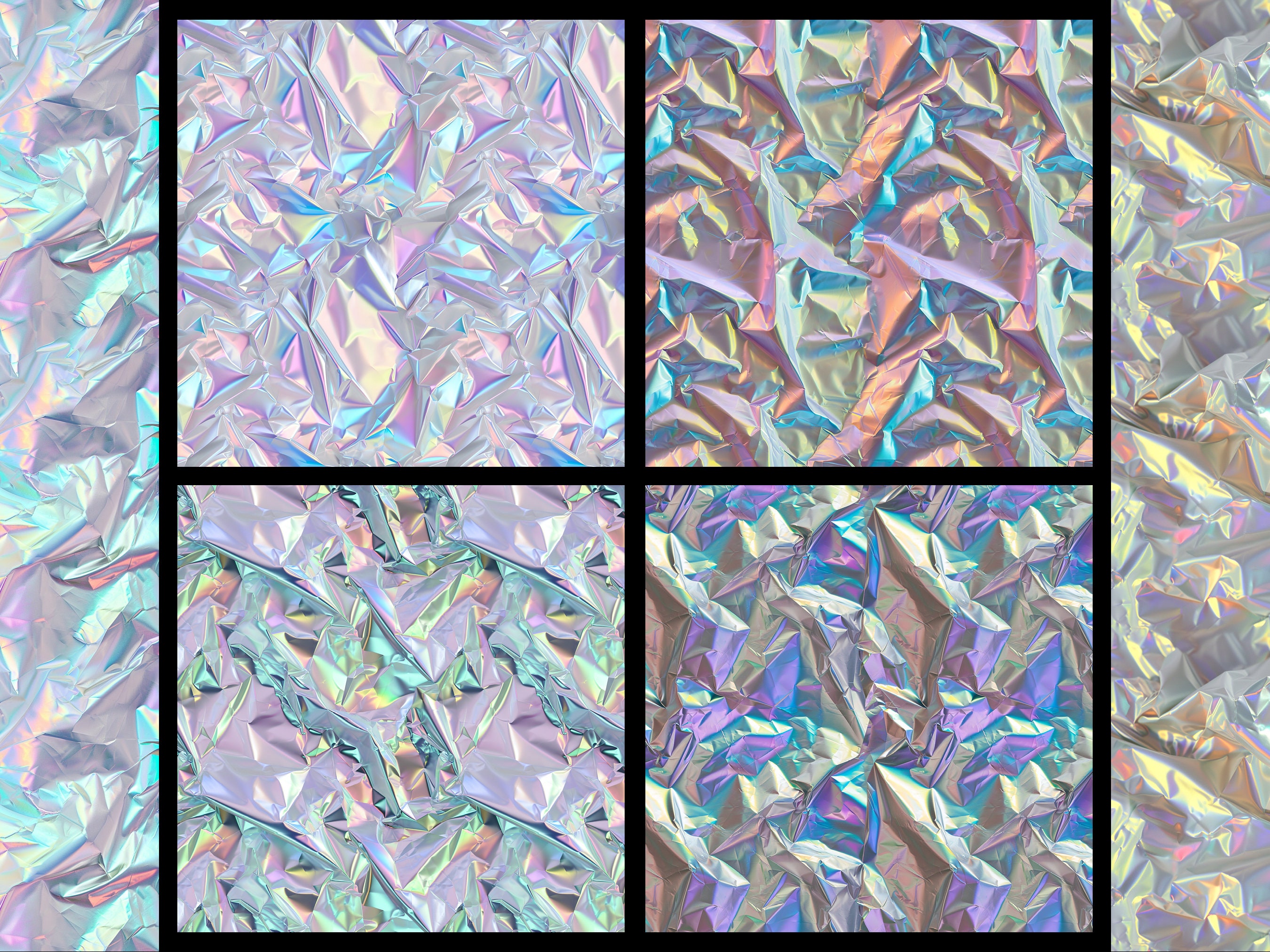 Crumpled Holographic Paper Background Digital Papers Pack Gradient ...