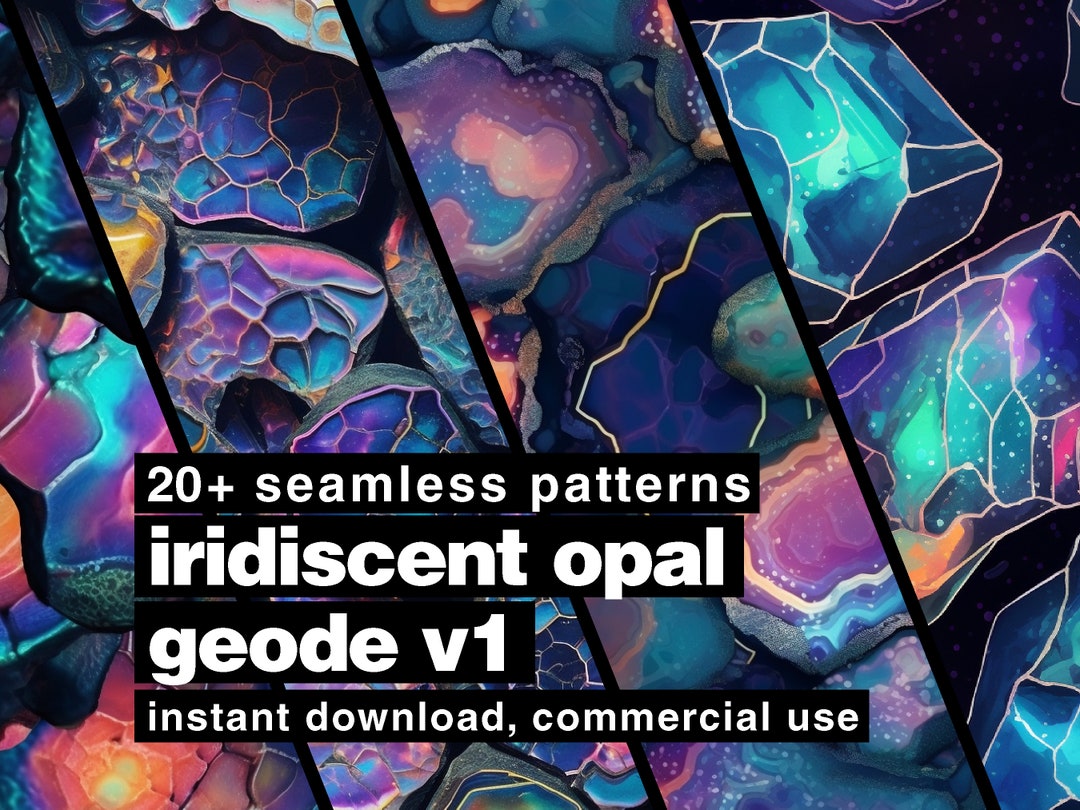 Opal Iridescent Geode Digital Papers, Colorful Agate Seamless Pattern ...
