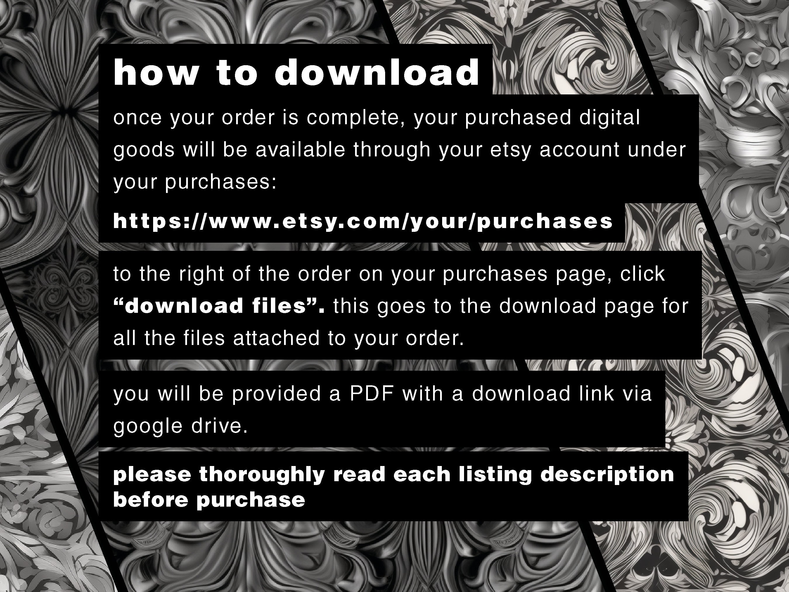 Luxury Silver and Black Digital Papers, 20 Platinum Seamless Patterns ...