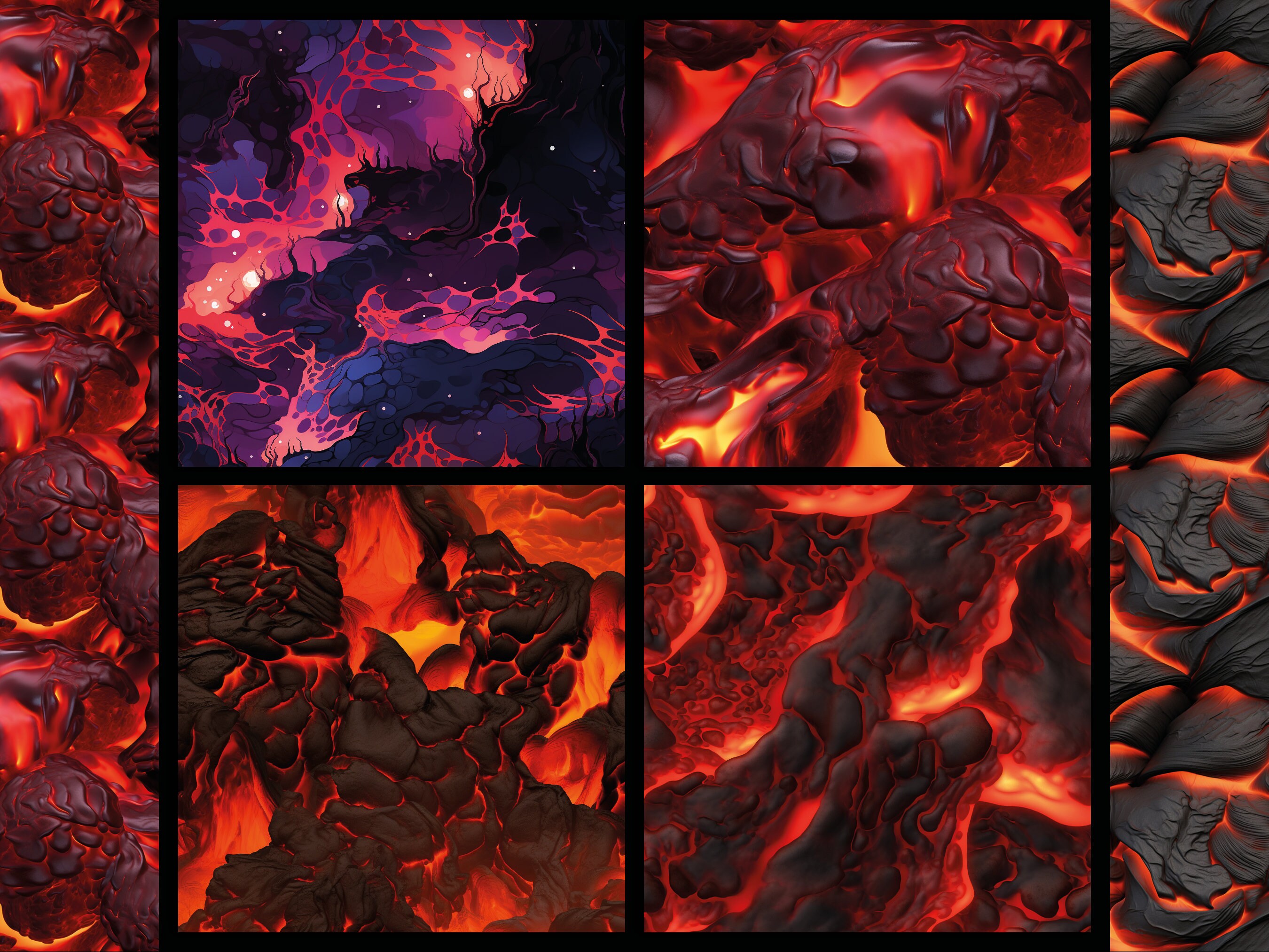 Lava Digital Paper Seamless Pattern Volcano Background Lava Flow ...