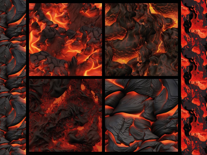 Lava Digital Paper Seamless Pattern Volcano Background Lava Flow ...