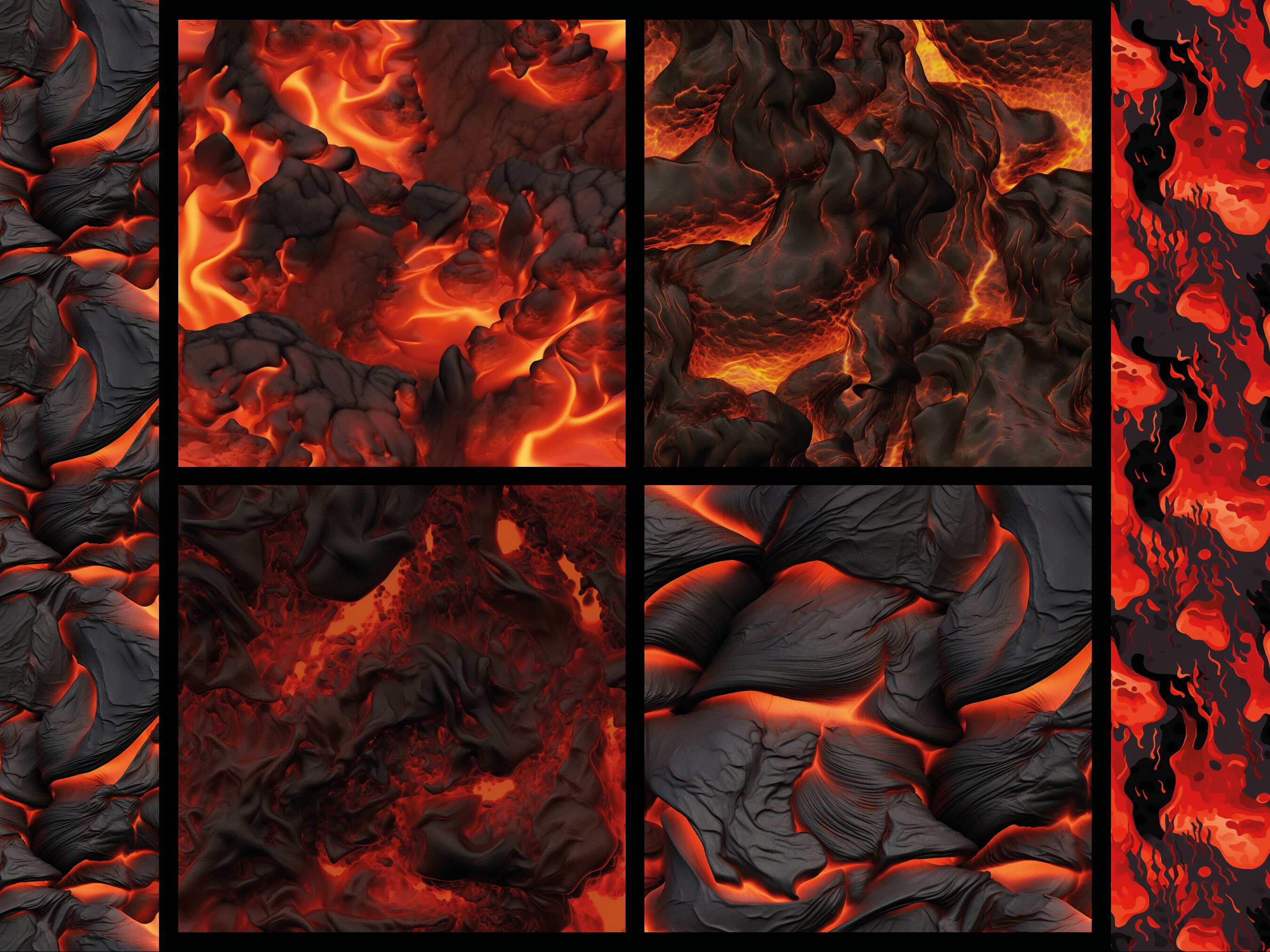 Lava Digital Paper Seamless Pattern Volcano Background Lava Flow ...