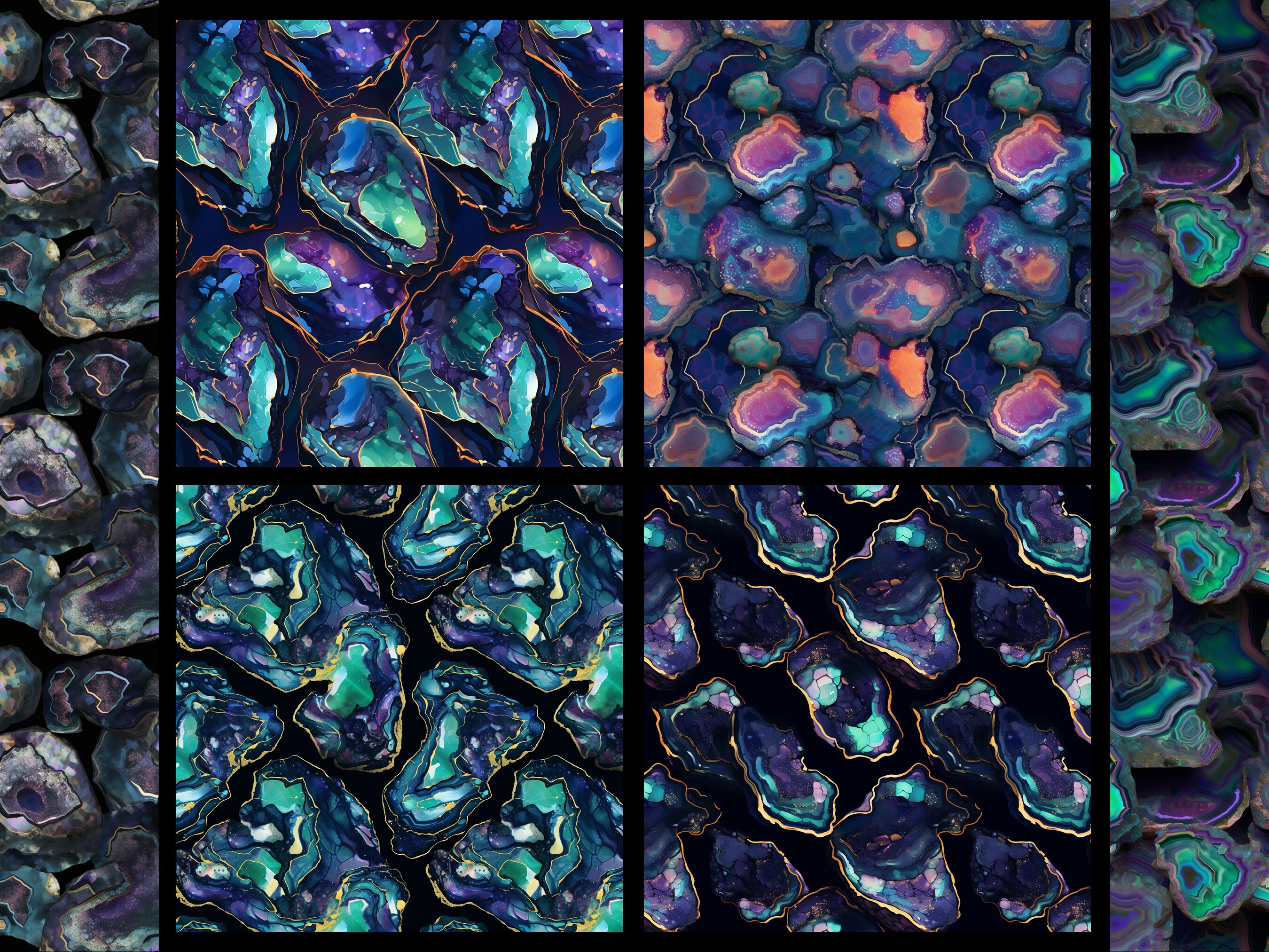 Opal Iridescent Geode Digital Papers, Colorful Agate Seamless Pattern ...