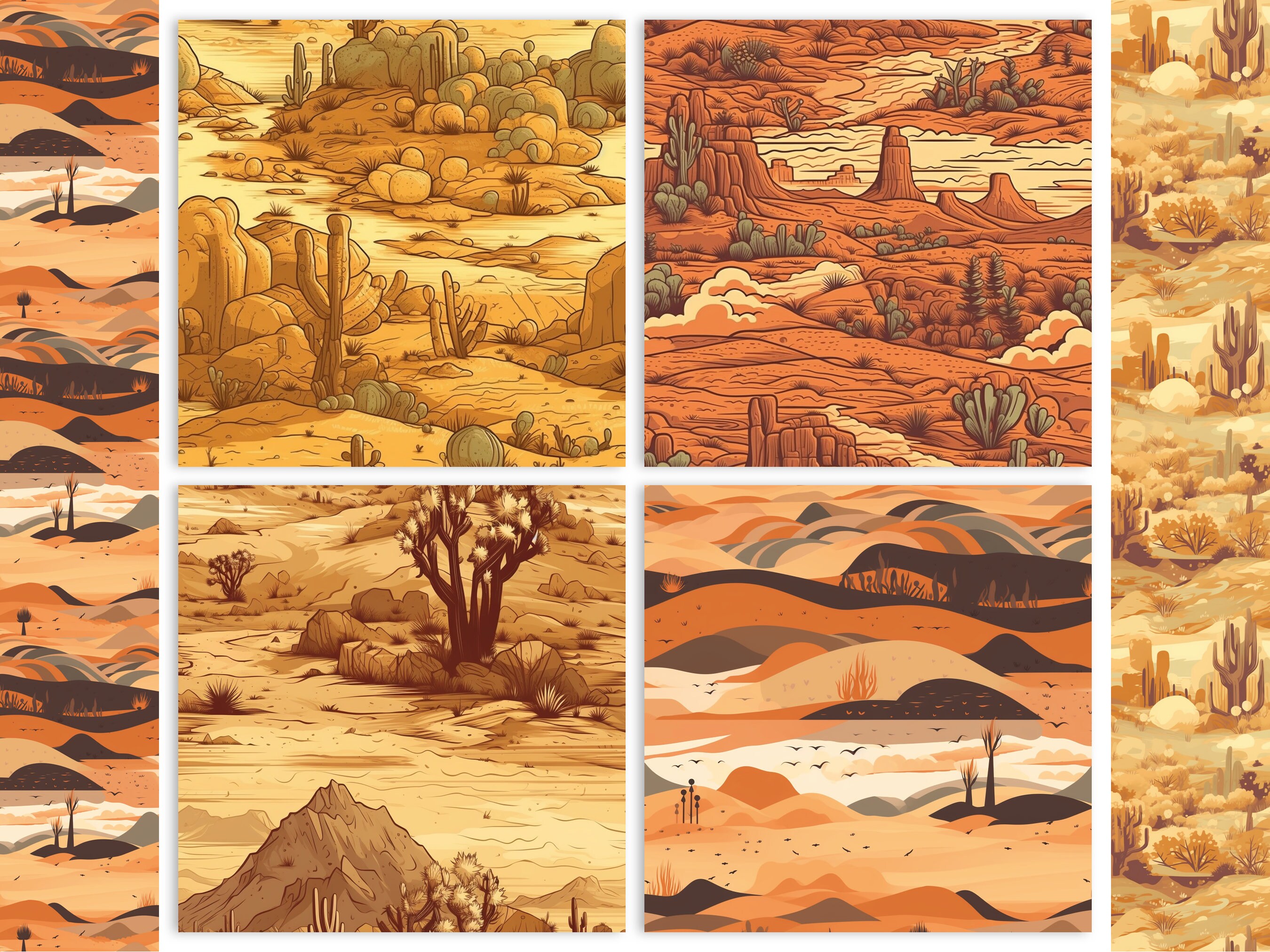 Desert Scene Digital Paper, 20 Landscapes Seamless Patterns, Trendy ...