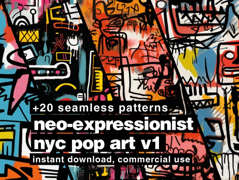 Neo-expressionism Pop Art Digital Paper Graffiti Seamless Pattern ...
