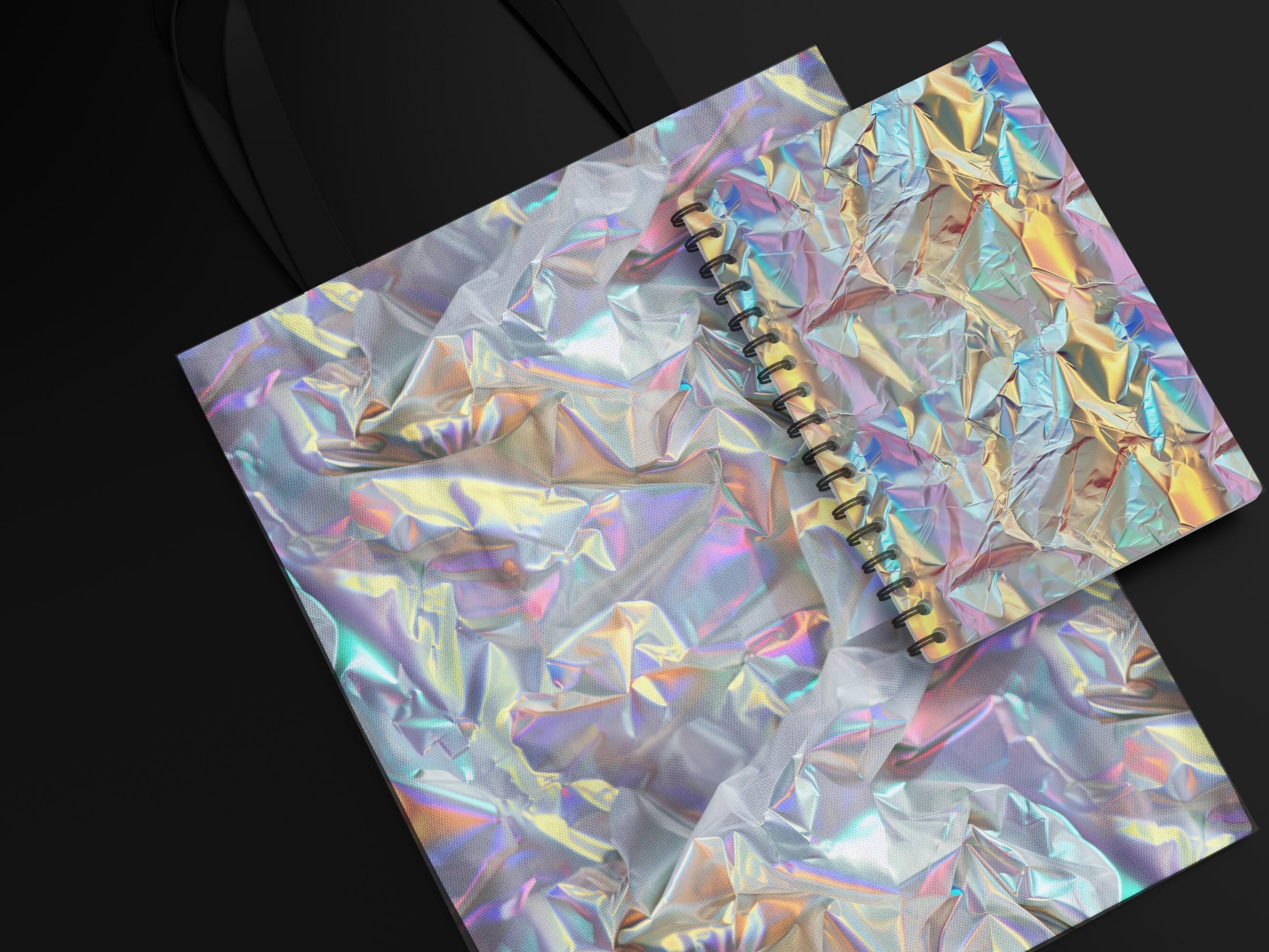 Crumpled Holographic Paper Background Digital Papers Pack Gradient ...