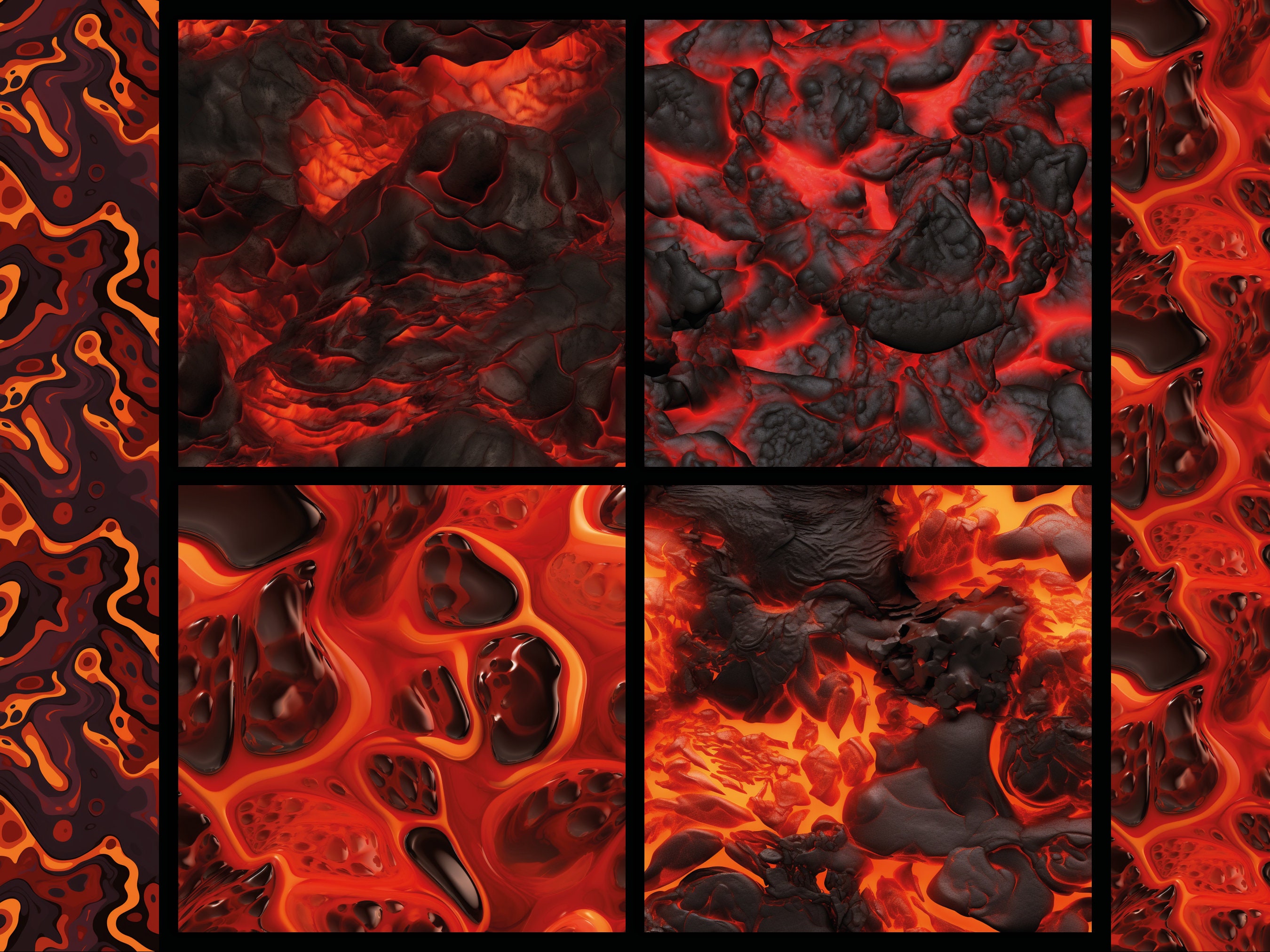 Lava Digital Paper Seamless Pattern Volcano Background Lava Flow ...